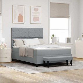 Postel s boxspringem s čelo Světle šedá 160 x 200 cm textil 3344156