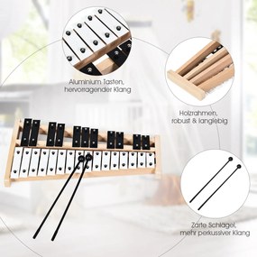 Costway 27 Note xylofon se 2 paličkami a přenosnou taškou Glockenspiel Ruční
