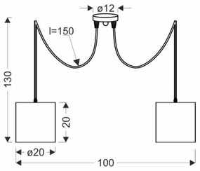 Lustr na lanku CANDIDA 2xE27/40W/230V pavouk černá/měděná