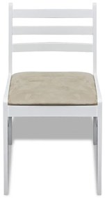 vidaXL Jídelní židle 6 ks bílé masivní dřevo a samet