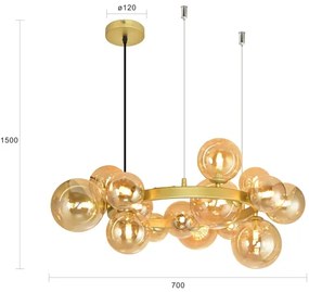 Brilagi - LED Lustr na lanku MILLA 15xG9/3W/230V zlatá