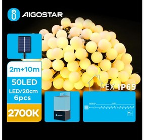 Aigostar B.V. | Aigostar - LED Solární dekorační řetěz 50xLED/8 funkcí 12m IP65 teplá bílá | AI0426