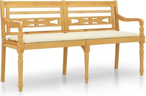 Lavice Batavia s krémovou poduškou 150 cm masivní teakové dřevo 3100843