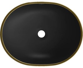Mexen Viki umyvadlo na desku 48 x 35 cm, Matná černá/zlatý vzor káro - 21054879