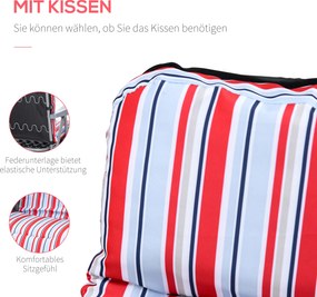 Outsunny lehátko sada 2 lehátek s polštářem skládací nastavitelné opěradlo ocel+polyester červená 60 x 75 x 65-102 cm| Aosom