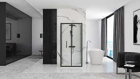 Rea Rapid Fold, 3-stěnný sprchový kout se skládacími dveřmi 80 (dveře) x 90 (stěna) x 195 cm, 4mm čiré sklo, černý profil, KPL-09911