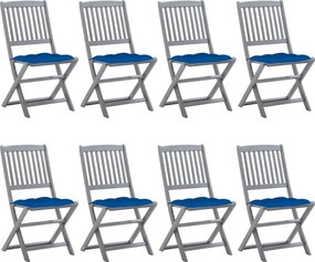 vidaXL Skládací zahradní židle s poduškami 8 ks masivní akácie [3078310] Barva: Světle modrá