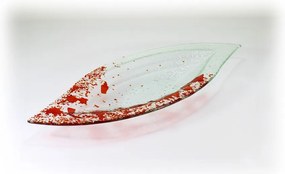 BDK-GLASS Skleněná mísa LIST 47x19cm - červené střepy