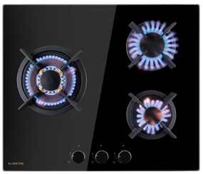 Klarstein Goldflame 3, plynová varná deska, 3 hořáky Messing, sklokeramika