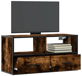 TV skříňka kouřový dub 80 x 31 x 39,5 cm kompozitní dřevo a kov