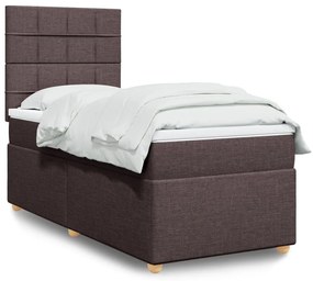 Box spring postel s matrací tmavě hnědá 90x190 cm textil