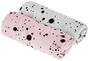 Mušelinové bambusové pleny Sleepee Big Nappies 2 ks šedá/růžová