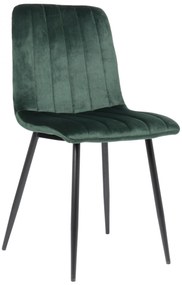 Jídelní židle Dijon ~ samet, kovové nohy černé - Zelená