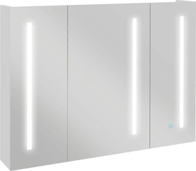 Kleankin zrcadlová skříňka s nastavitelnými policemi a 3-barevnými LED světly, z MDF a skla, 90x15x70 cm, bílá