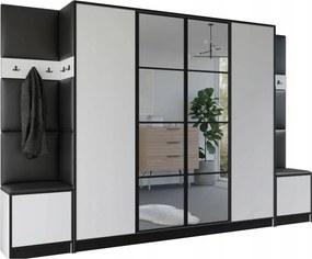 Šatní skříň EDEN 17 bílý + ekokůže černý Vzor 1