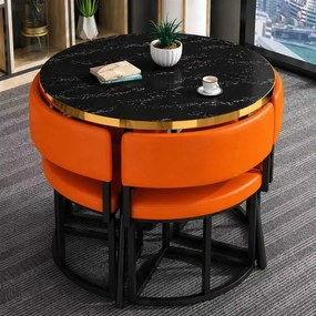 LuxuryForm DESIGN Jídelní set MONTE 4+1 - oranžový / černý