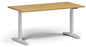 Výškově nastavitelný stůl, elektrický, 675-1325 mm, deska 1600x800 mm, bílá podnož, buk