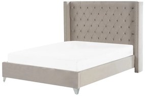 Sametová postel 180 x 200 cm světle šedá LUBBON Beliani