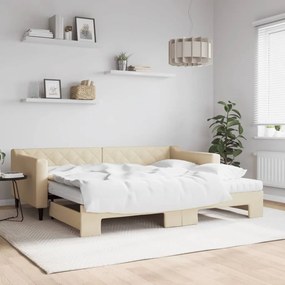 Válenda s přistýlkou a matracemi krémová 90 x 200 cm textil 3197448