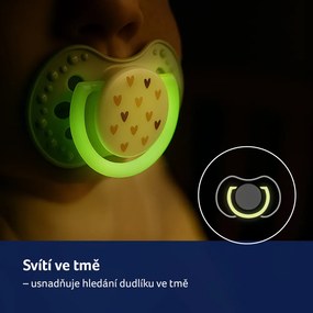 LOVI Dudlík svítící silikonový dynamický TEDDY LOVE 18m+ 2ks