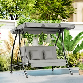 Outsunny Hollywoodská houpačka Zahradní houpačka Houpací lavice s funkcí polohování, 3 místa, kov+polyester, bílá, 209 x 114 x 170 cm | Aosom