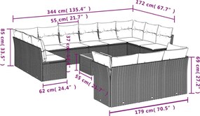 14dílná zahradní sedací souprava s poduškami černá polyratan 3223921