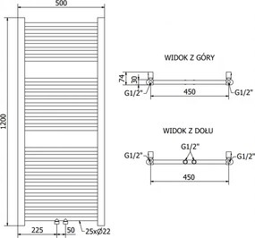 Mexen Mars, elektrické topné těleso 1200 x 500 mm, 500 W, černá, W110-1200-500-6500-70