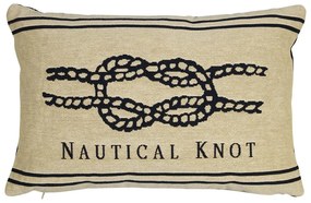 Béžovo-modrý gobelínový polštář s uzlem Nautical knot I - 45*15*30cm