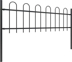 Zahradní plot s obloukem nahoře ocelový 838 x 60 cm černý 277642