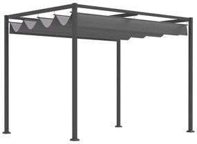 Outsunny pergola altán zastřešení terasy s posuvnou střechou 298 x 213 x 221 cm, šedá, polyester odolný proti povětrnostním vlivům pro zahradu a tera…