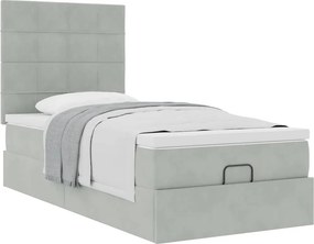 Osmanský rám postele s matracemi světle šedá 90x190cm samet 3313439