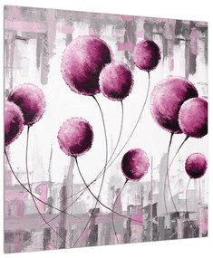 Abstraktní obraz - růžové balónky (50x50 cm)