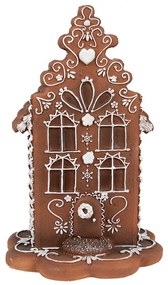 Hnědá vánoční svítící perníková chaloupka Gingerbread House - 13*13*20 cm