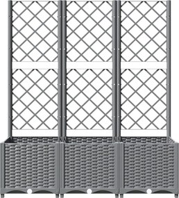 Zahradní truhlík s treláží světle šedý 120 x 40 x 136 cm PP 153274