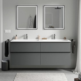 Koupelnová skříňka LAVOA 160 cm s umyvadlem z minerálního odlitku CREAM - možnost volby barvy