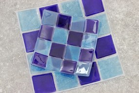 BDK-GLASS Skleněná mísa KARO 20x20cm - modro-tyrkysová