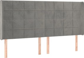 Box spring postel s matrací a LED světle šedá 160x200 cm samet 3139571