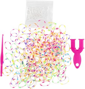 _Ostatní 1_ UDĚLEJ SI NÁRAMEK Gumičky LOOM BANDS 200ks set s doplňky strakaté 00861512