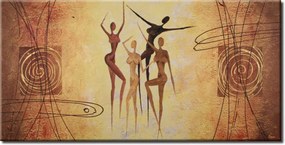 Obraz Čtyři Grácie (1 díl) - hnědé ženské siluety s desény