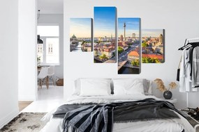 Vícedílný obraz Řeka Spréva A Panoramatický Výhled Na Berlín Nedostatek Nedostatek Přírodní plátno 240x150