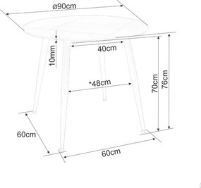 Kulatý jídelní stůl NELVO 90 cm, travertine/kašmír