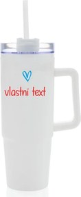Vlastní text na cestovní termosku s průhledným víčkem