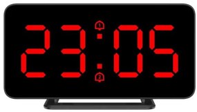 JVD Digitální černý budík do el. sítě JVD SB3216.3 s červenými LED číslicemi