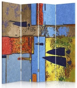 Ozdobný paraván Abstraktní barevné - 145x170 cm, čtyřdílný, obustranný paraván 360°