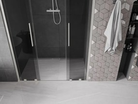Mexen Velar Duo, posuvné sprchové dveře do otvoru 140 cm, 8mm šedé sklo, broušená ocel, 871-140-000-42-97