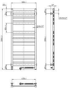 Koupelnový žebříkový radiátor s term. LARGO 541W/230V 120,6 cm IP44 černá pravá