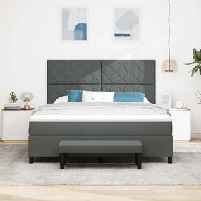 Postel s boxspringem s čelo Tmavě šedá 180 x 200 cm textil 3344164