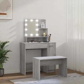 Toaletní stolek sada s LED šedý sonoma kompozitní dřevo 3114121