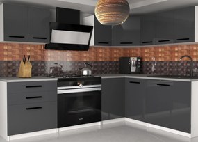 Kuchyňská linka Belini 300 cm šedý lesk s pracovní deskou Armin2  INF ARMIN2/3/WT/S/0/B1