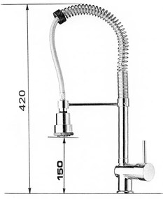 Sapho, RHAPSODY PROFESSIONAL 1 stojánková dřezová baterie se sprškou, výška 485mm, chrom